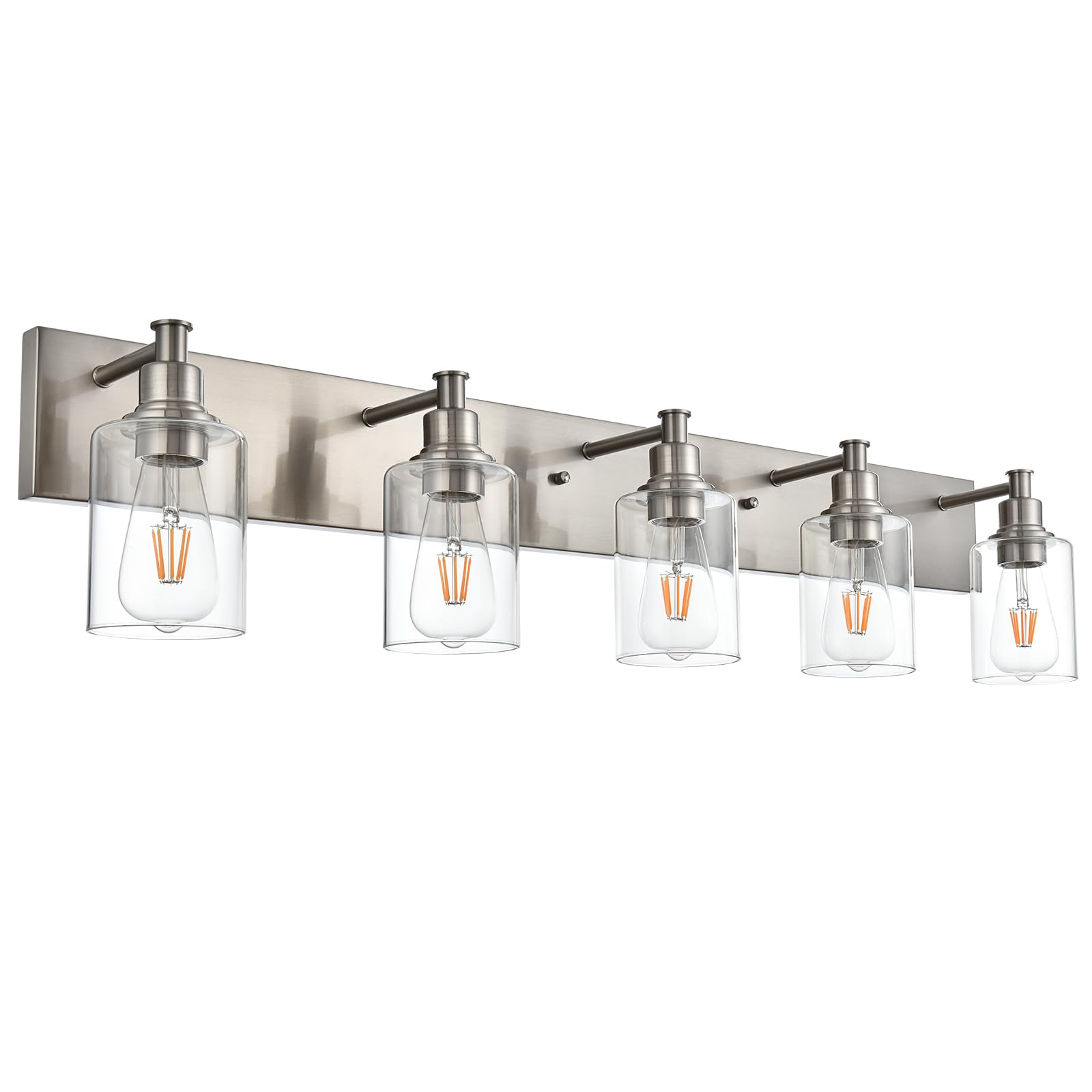 TODOLUZ 5-Light Vanity Light Fixture in Brushed Nickel, Clear Glass ...