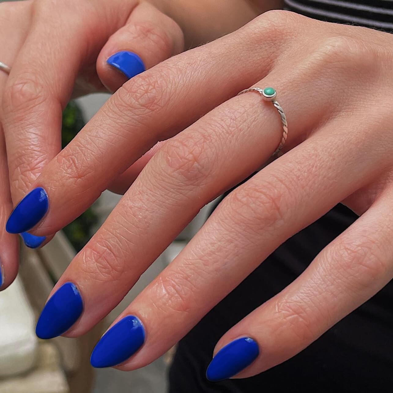 Amazon.com: Royal Blue Press On Nails Short Almond,KQueenest Acrylic ...
