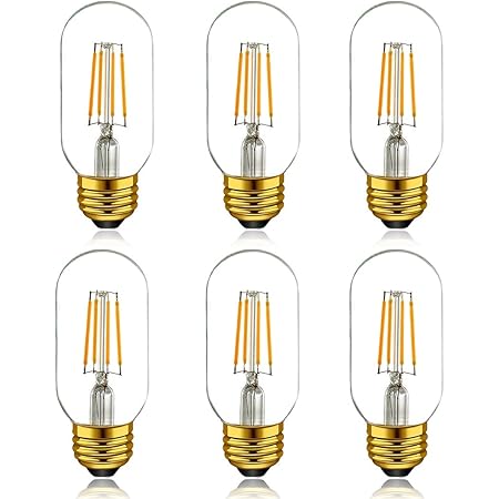 yfxrlight Dimmable T45 LED Edison Bulb,2700K Warm White,6W Antique Tubular LED Filament Bulbs,60 ...