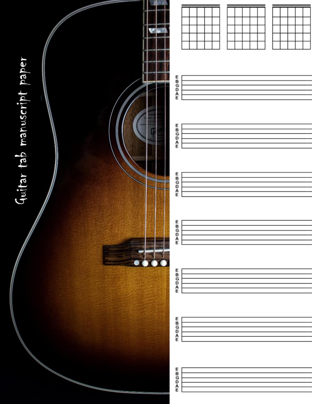 Amazon.com: Guitar tab manuscript paper: Blank Guitar Tablature Book ...