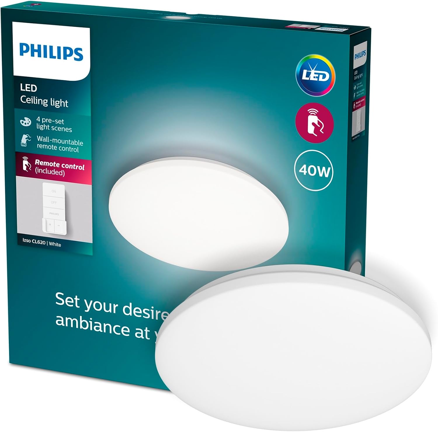 Philips LED Izso C620 40W Led Ceiling Lighting Fixture Cool to Warm ...