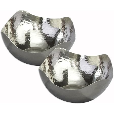 Amazon.com | Elegance Silver Hammered Stainless Steel Wave Serving ...