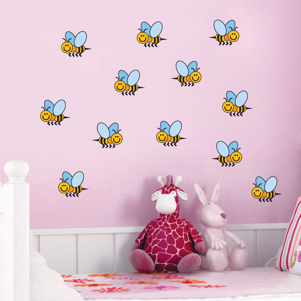 Amazon.com: Buzzy Bees - Cute Kids Room Playroom Décor - Set of 12 Wall ...