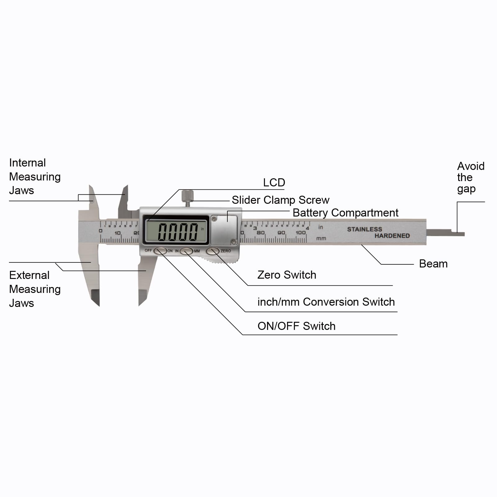 Snapklik.com : SCITOOLS All-Metal Small Digital Caliper 0-4" Mini ...