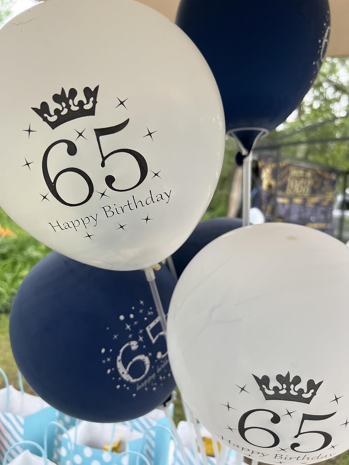65th Blue Birthday Balloon Decorations, 15PCS Navy Blue and Silver 65th ...