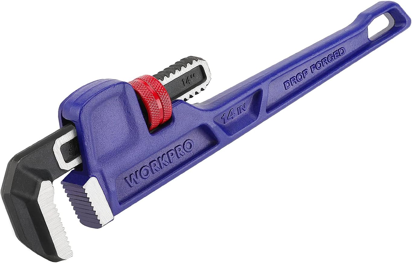 WORKPRO 14-inch Pipe Wrench, Heavy Duty Straight Plumbing Wrench, Drop ...