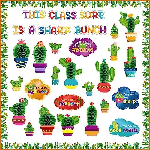 Amazon.com : Maitys Cactus Classroom Bulletin Board Decorations Set ...
