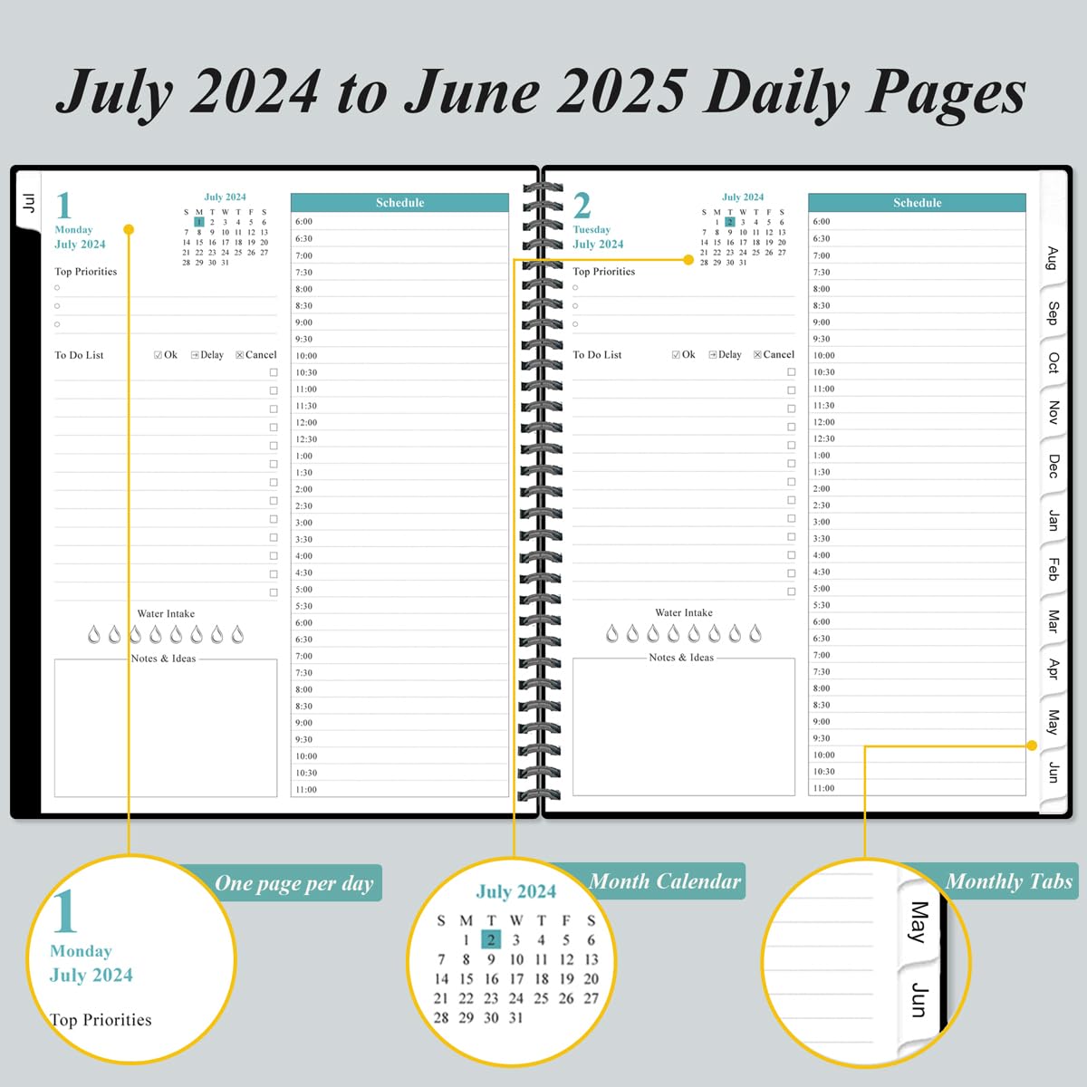 Snapklik.com : 2024-2025 Daily & Monthly Planner, One Page Per Day ...