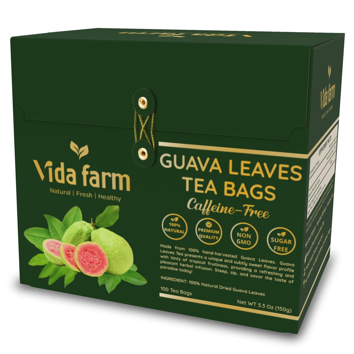Amazon.com : VIDA FARM 100 Premium Guava Leaf Tea Bags, Zero Sugar Tea ...