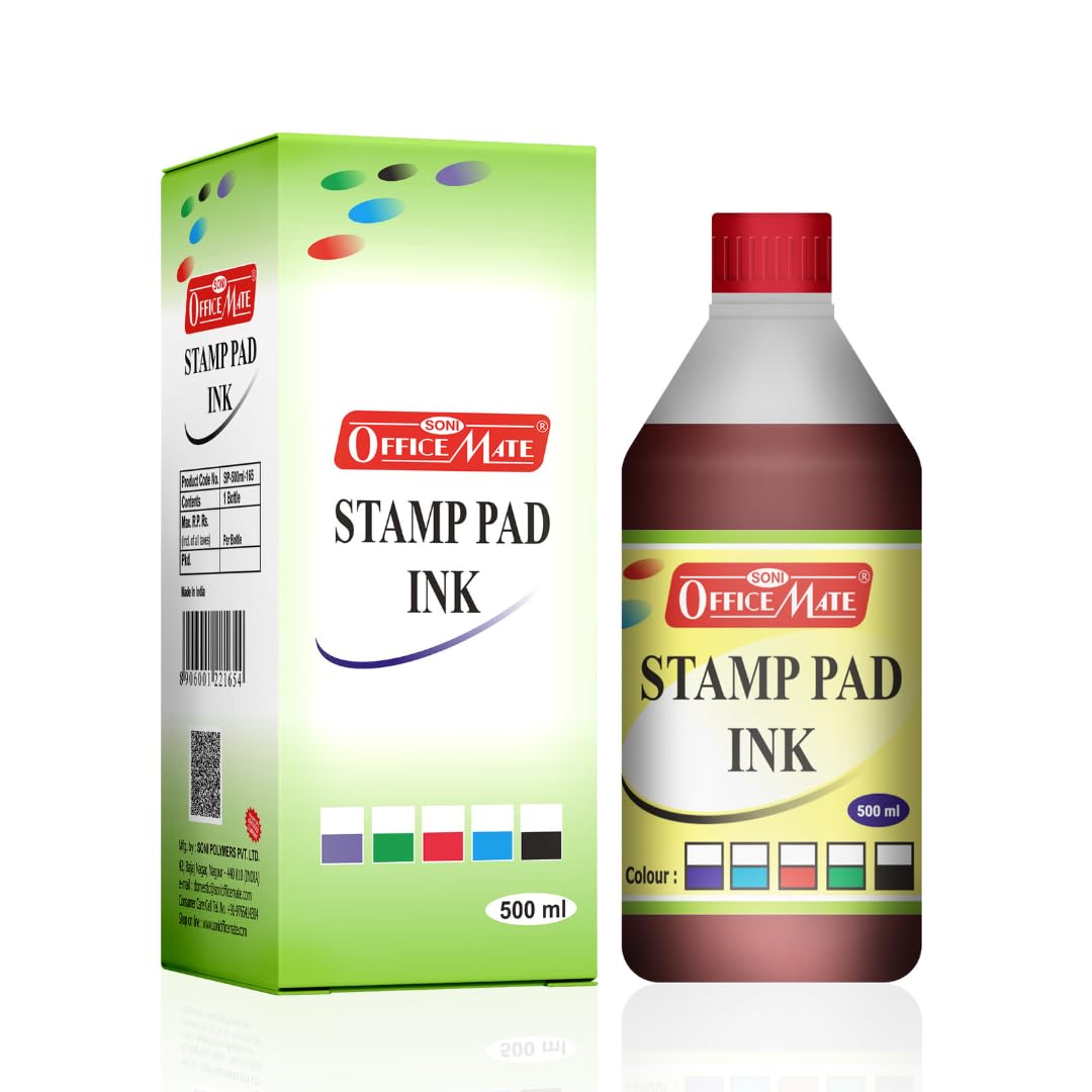 Soni Officemate Stamp Pad Ink - Blue, 500ml, Pack of 1 - Liquid Form ...