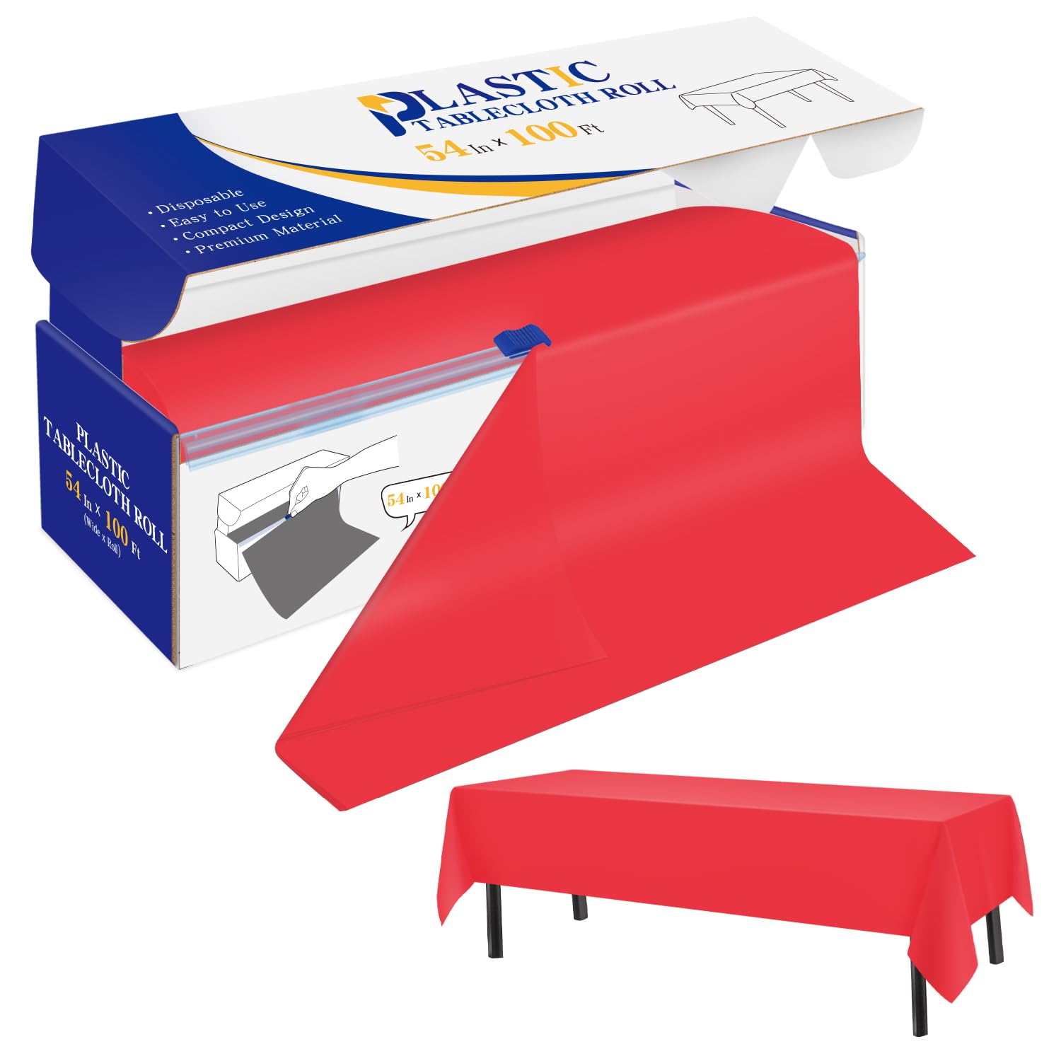 Amazon.com: YSYJ Plastic Table Cover Roll Red Disposable Table Cloth 54 ...