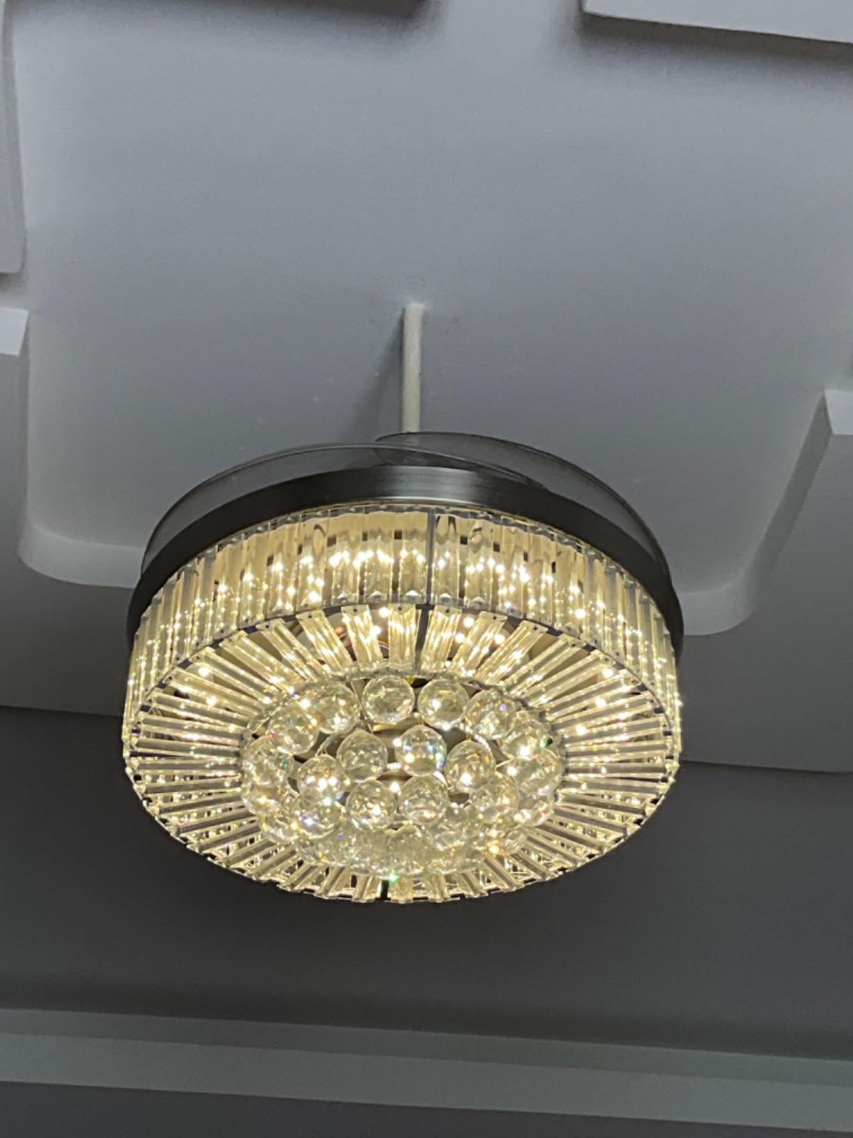 CITRA Crystal Ceiling Fan Chandelier Luxury Quiet Silver Retractable ...