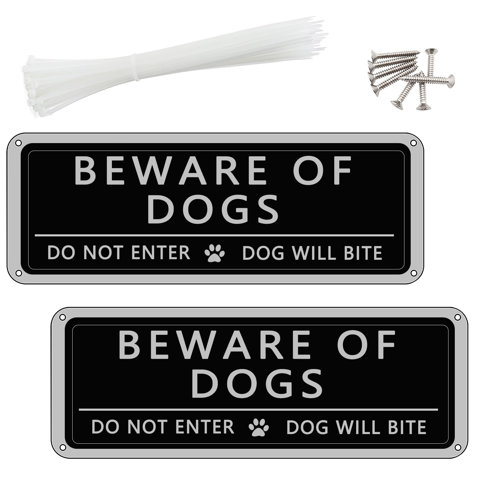 2 Pack Beware of Dogs Sign, 9.8'' x 3.5'' Beware Of The Dog Aluminum ...
