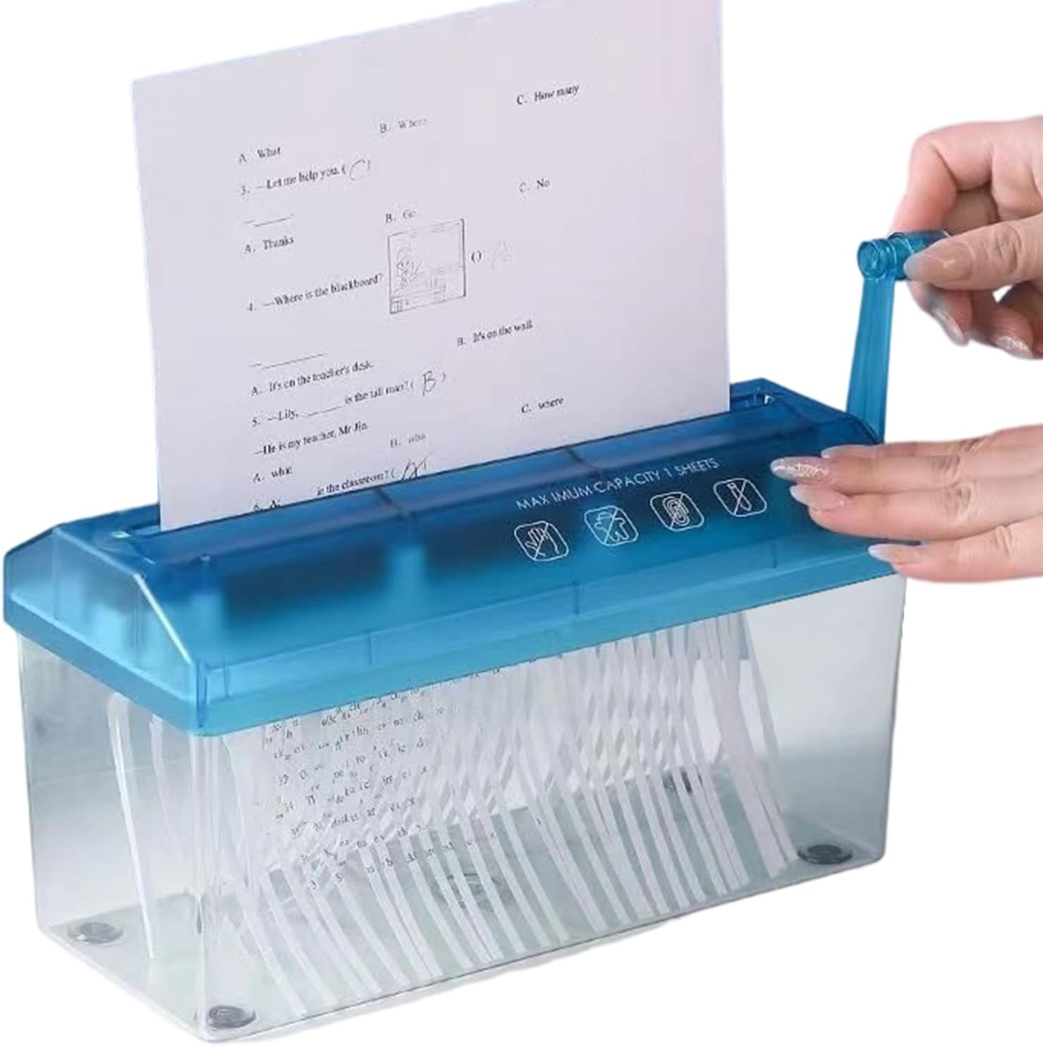 Small Paper Shredder | Compact Hand Cranked Document Cutter | Handheld ...