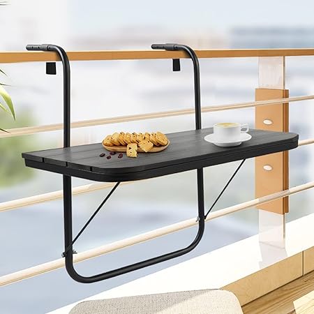 Amazon.com: J&C Brands Deck Rail Table | Fits Patio or Deck Railing As ...