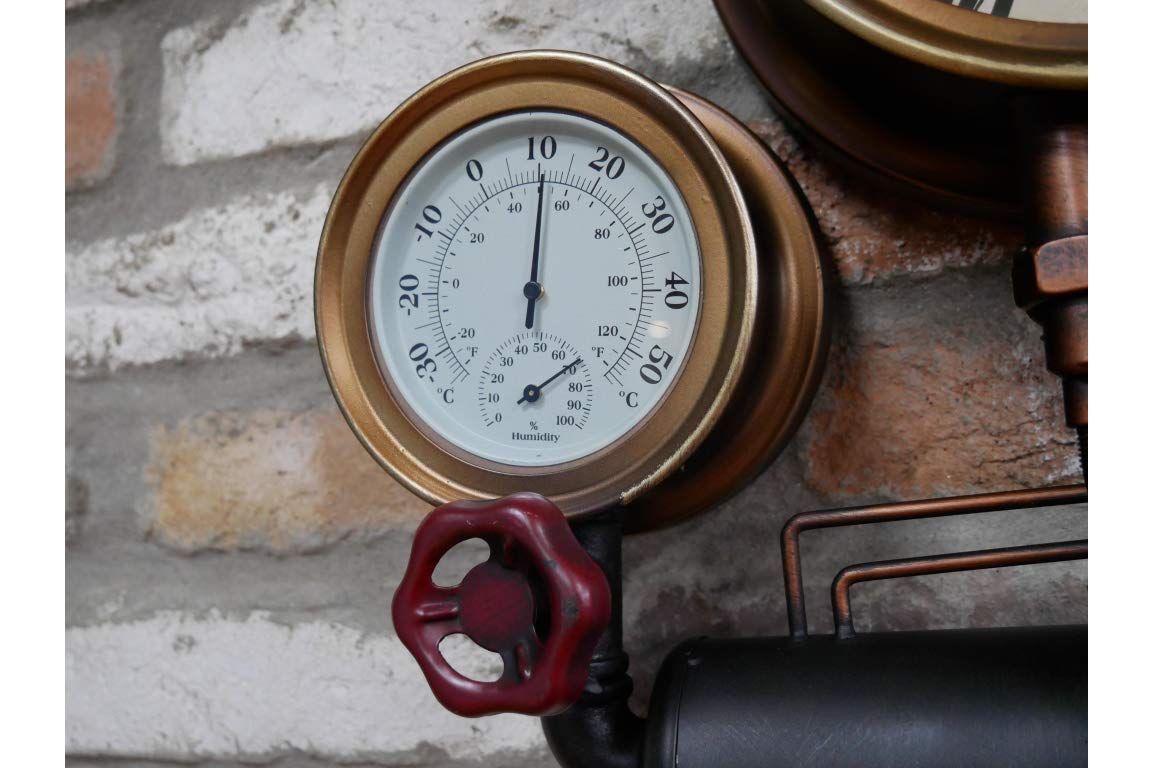 Casadomu Steampunk Clock Industrial Pipe Wall Hanging Large Rustic Cogs ...