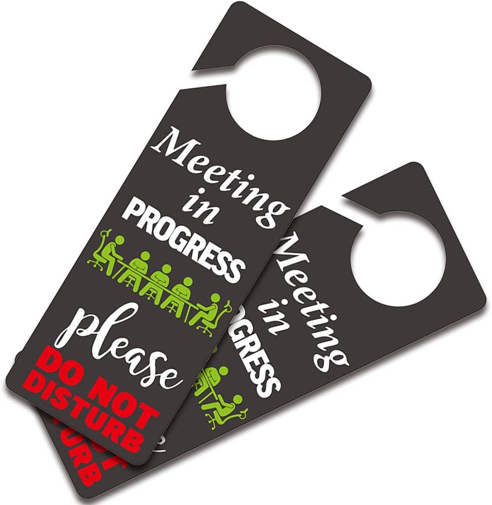 Amazon.com: 4 Pack Meeting in Progress Door Sign, Do Not Disturb Door ...