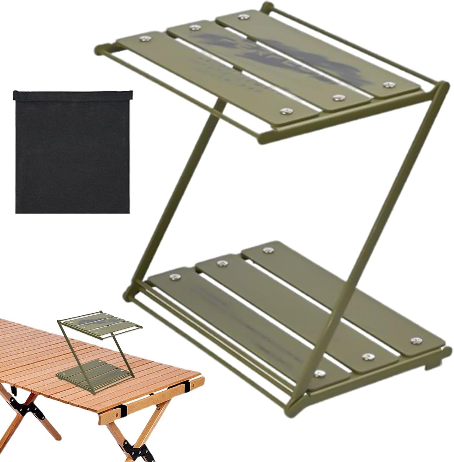 Jildouf Collapsible Shelves, 2 Layer Folding Storage Shelves for ...