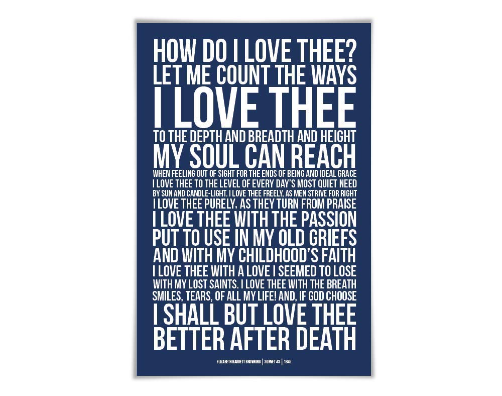Amazon.com: How Do I Love Thee Elizabeth Barrett Browning Art Print. 60 ...