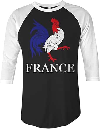Amazon.com: Threadrock France Rooster Emblem Unisex Raglan T-Shirt ...