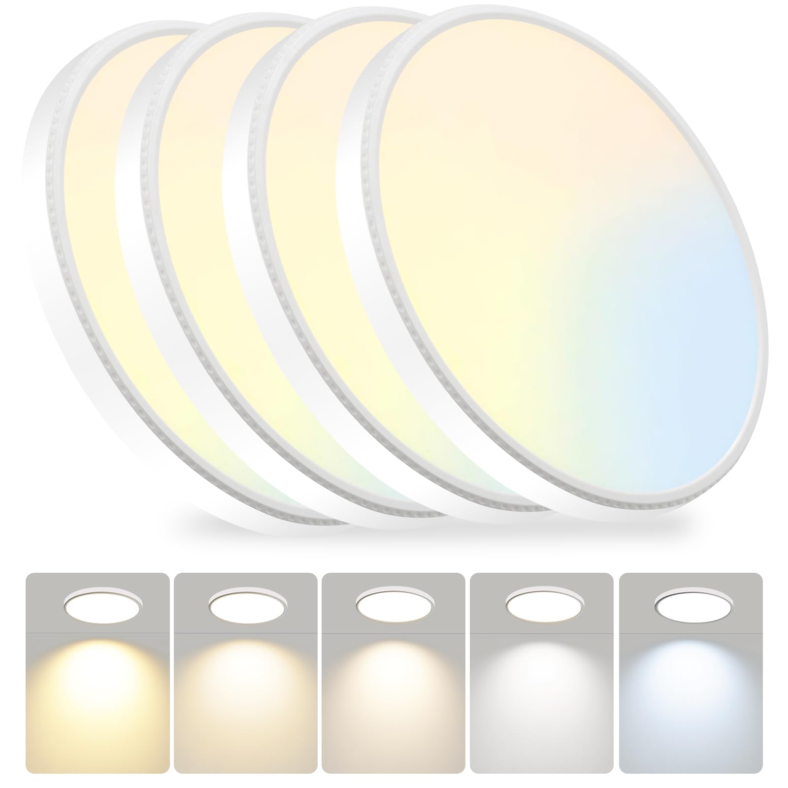 12Inch Dimmable LED Ceiling Lights, 5 Colors Selectable (3000K/3500K ...