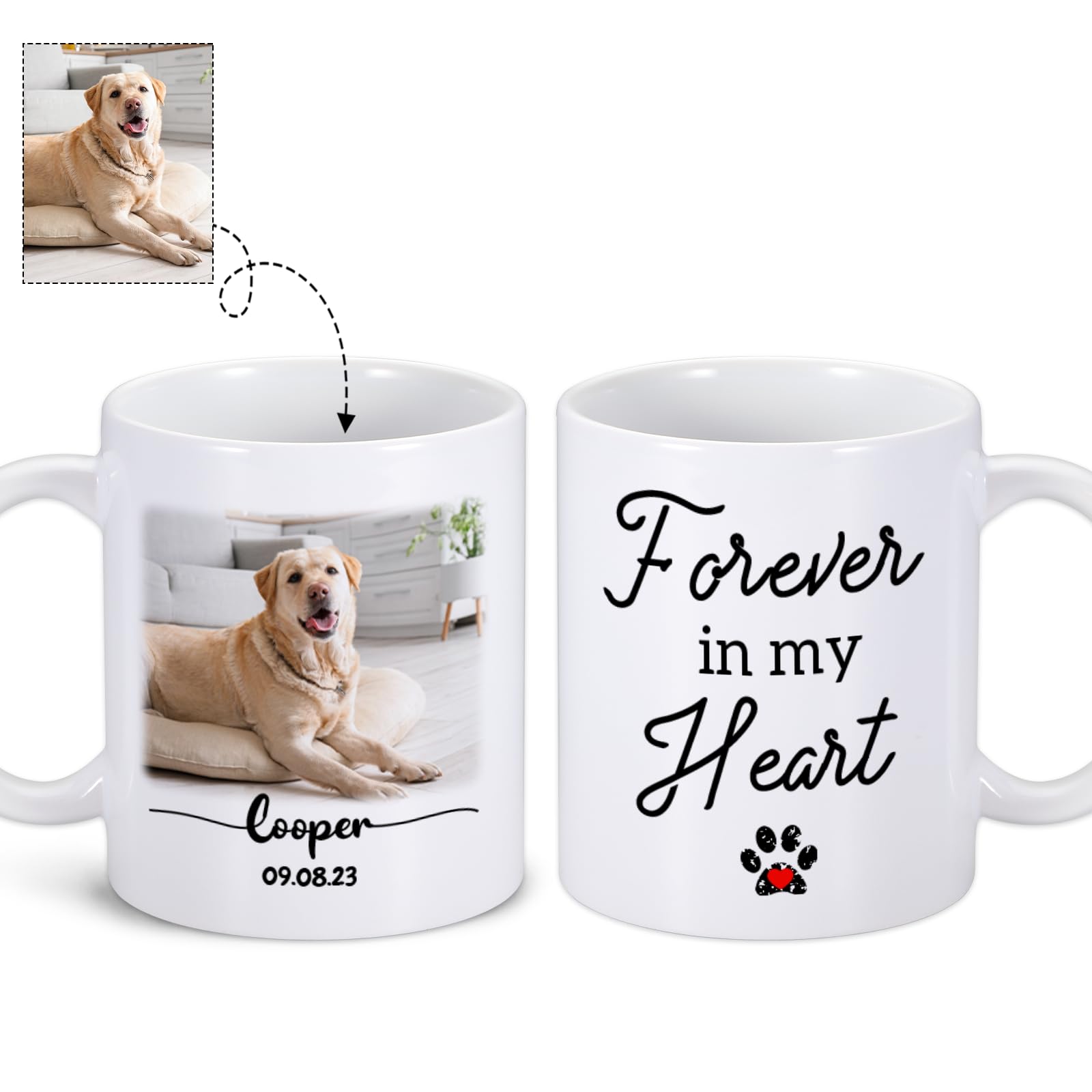 Amazon.com: Pet Memorial Gifts, 11oz Custom Pet Photo Mug for Dog Lover ...