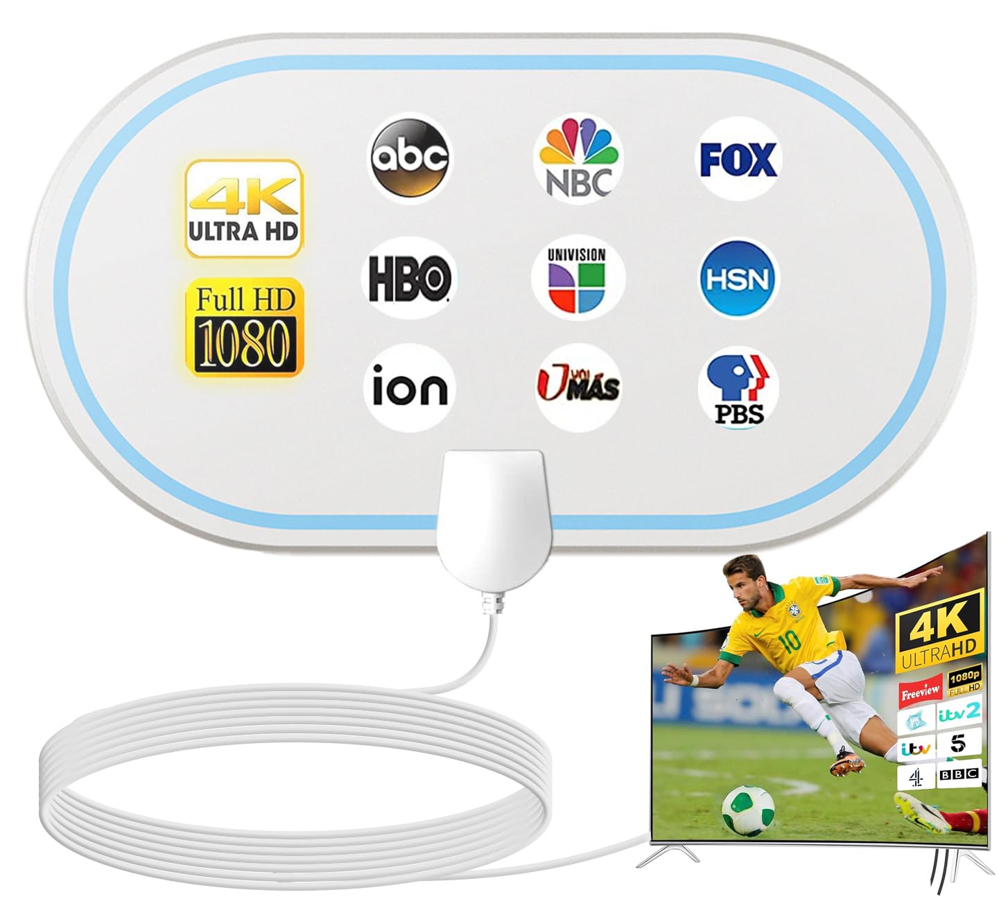 Amazon.com: TV Antenna, HD Digital TV Antenna for Smart TV Long Range ...