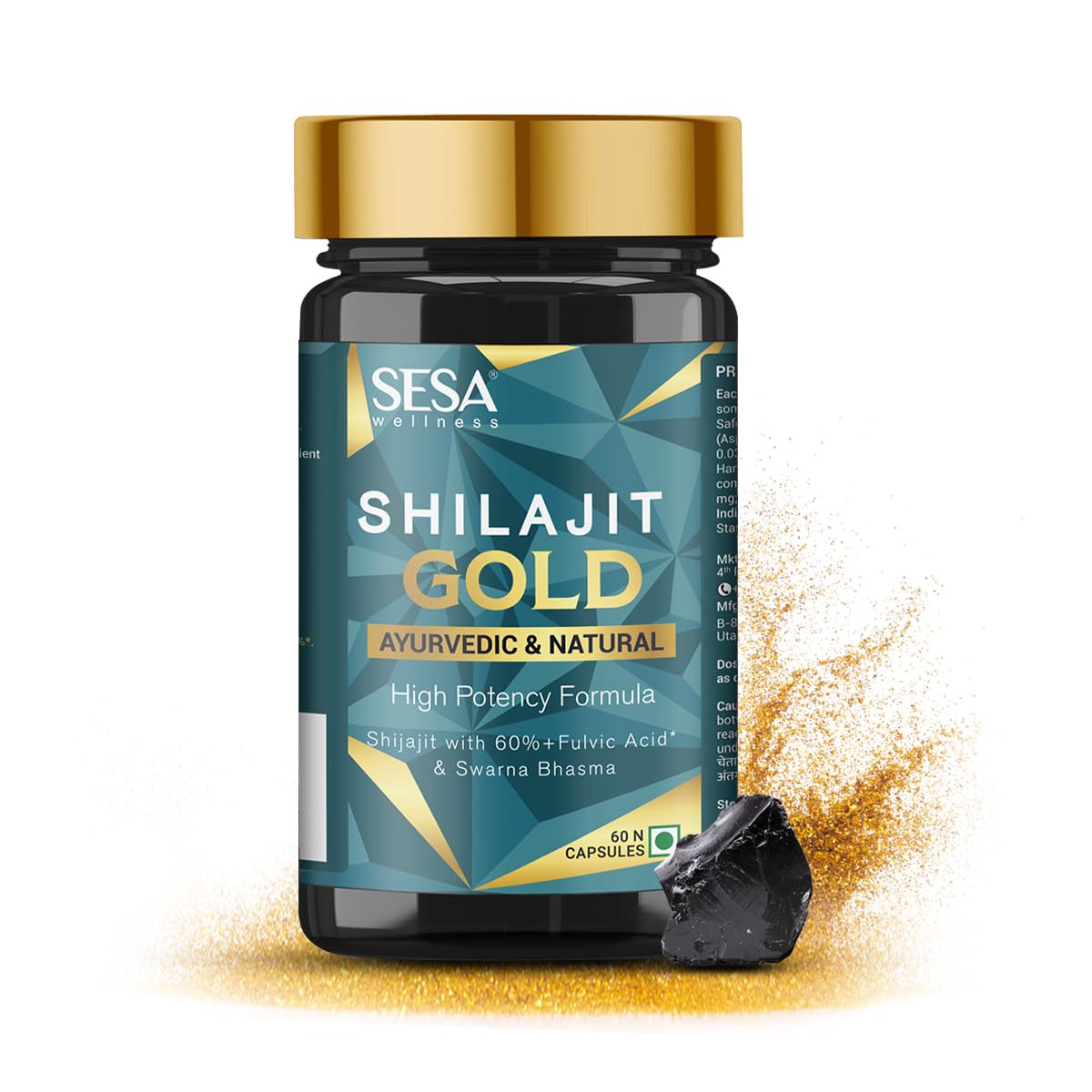 SESA Shilajit Gold 60 Capsules with 60%+ Fulvic Acid 100% Natural ...