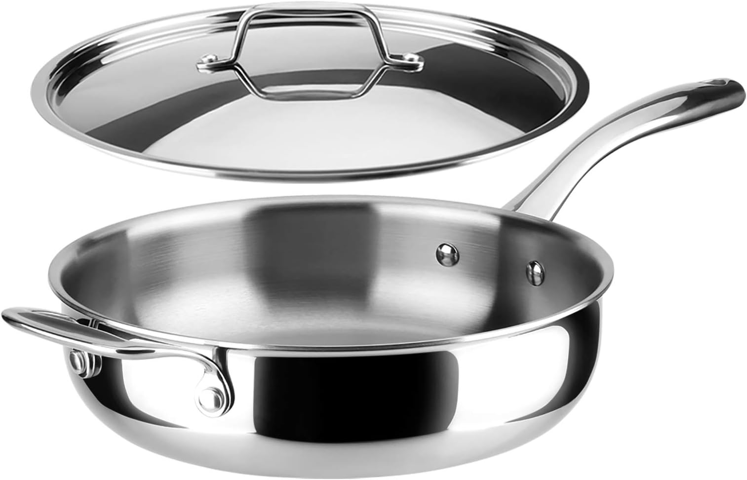 Stellar 1000 24cm Stainless Steel Saute Pan/Frying Pan and Lid : Amazon ...