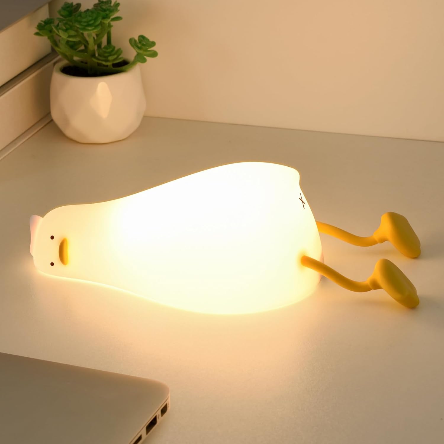 Amazon.com: GEAMSAM Lying Flat Duck Night Light, LED Squishy Duck Lamp ...