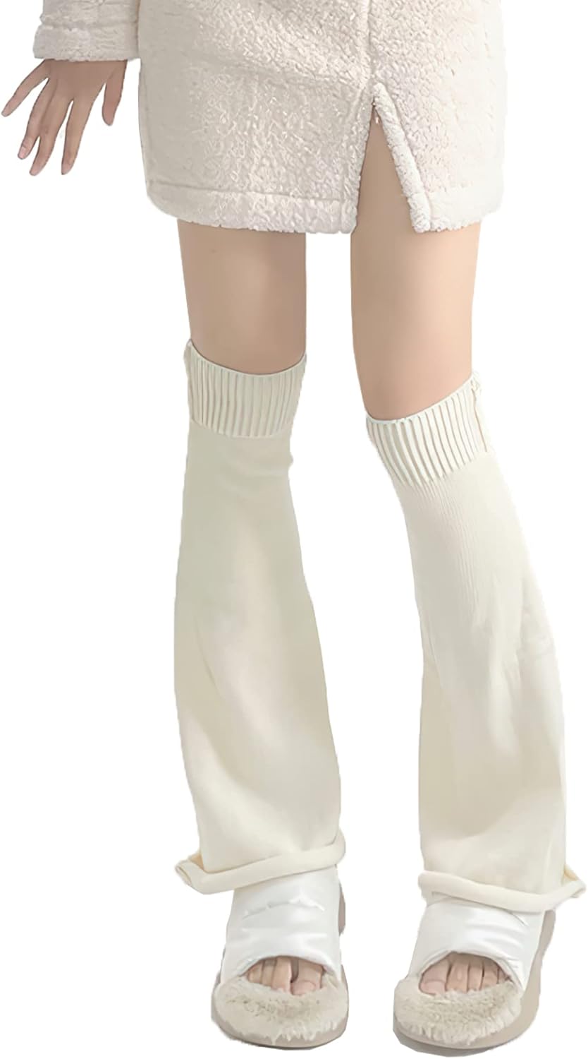 Women Leg Warmers Cute Knitted Socks Girls 80s Punk Knee High Leg Socks ...