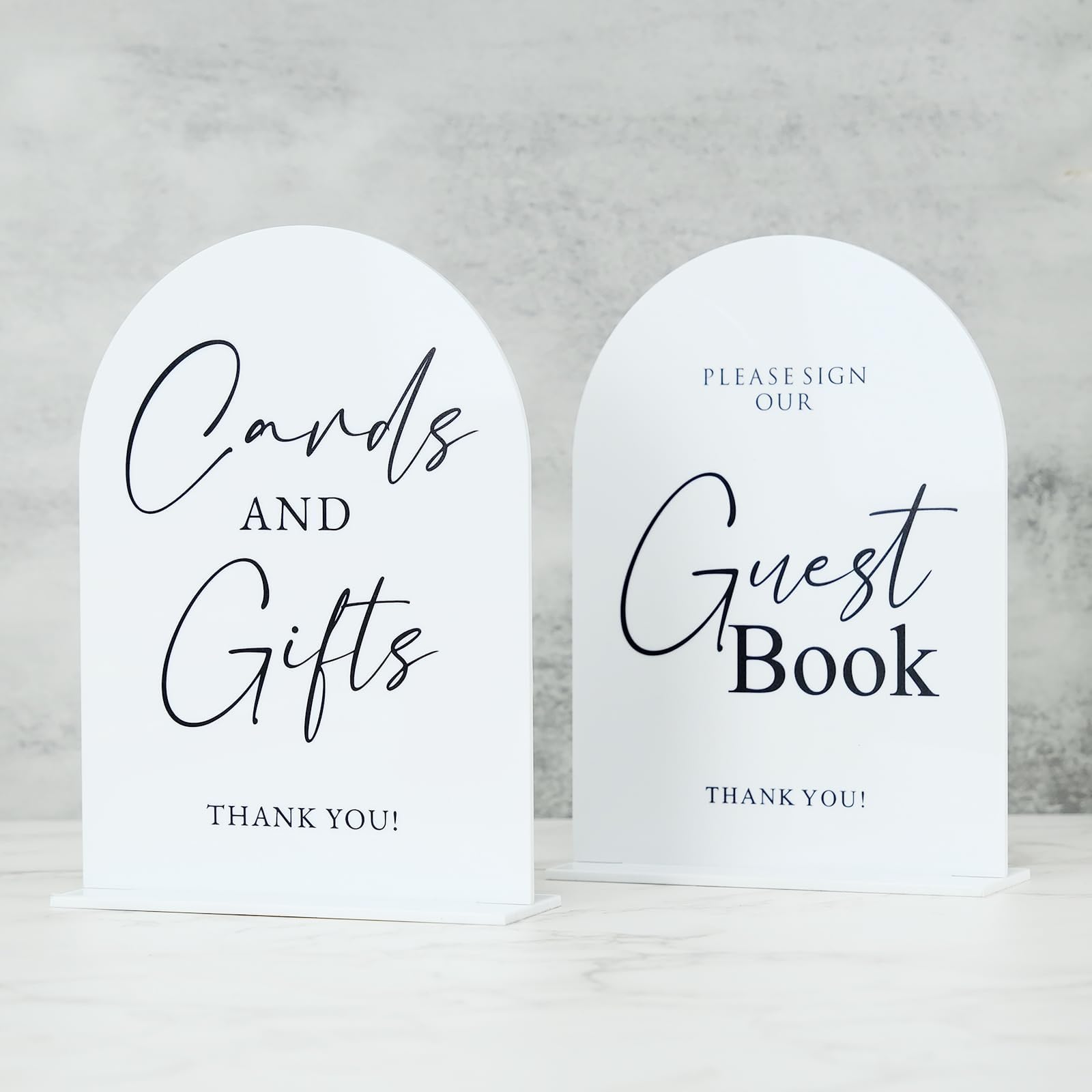 Amazon.com: Set of 2 White Acrylic Wedding Signs, 5"x7" White Arch ...