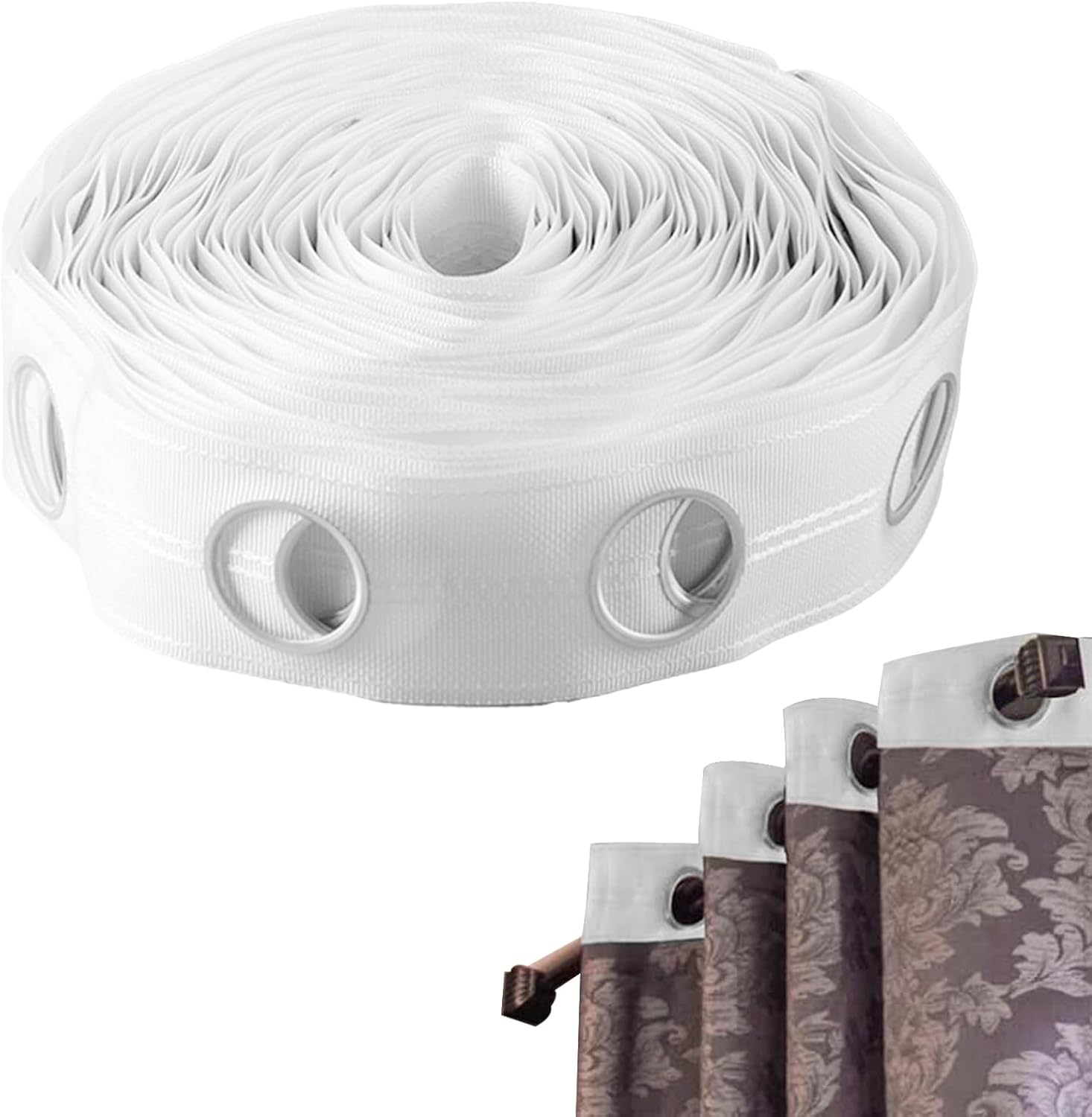 Amazon.com: Curtain Rings, Curtain Heading Tape 10m 60 Holes 42mm Round Curtain Header Tape Anti ...