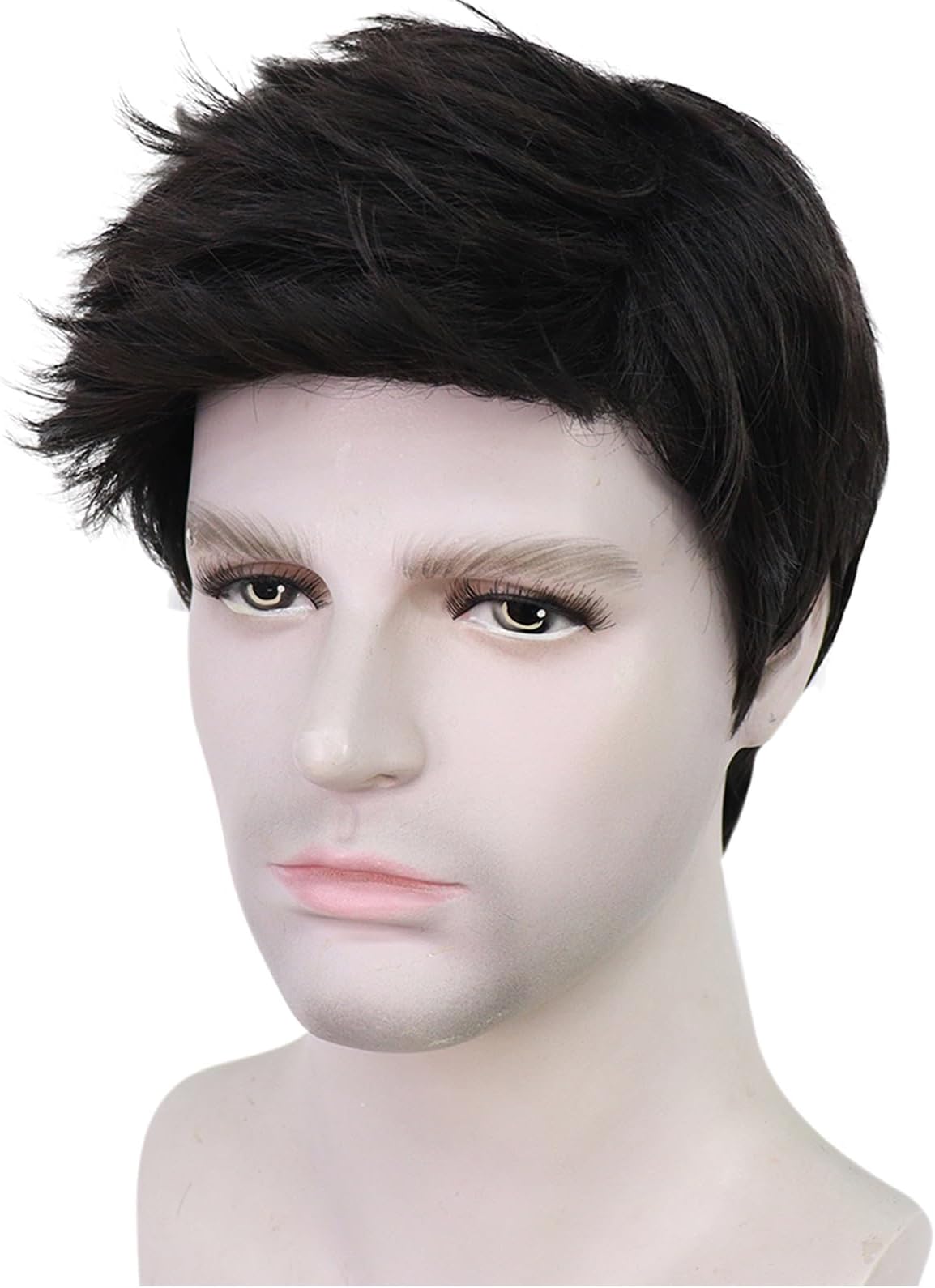 Amazon.com : HUNIGIR Mens Black Wig Short Straight Black Wig Layered ...