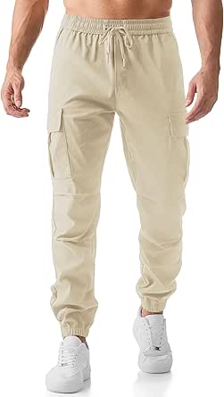 JMIERR Mens Casual Cargo Joggers Pants Elastic Waist Drawstring Stretch Relaxed Fit Work Pants ...