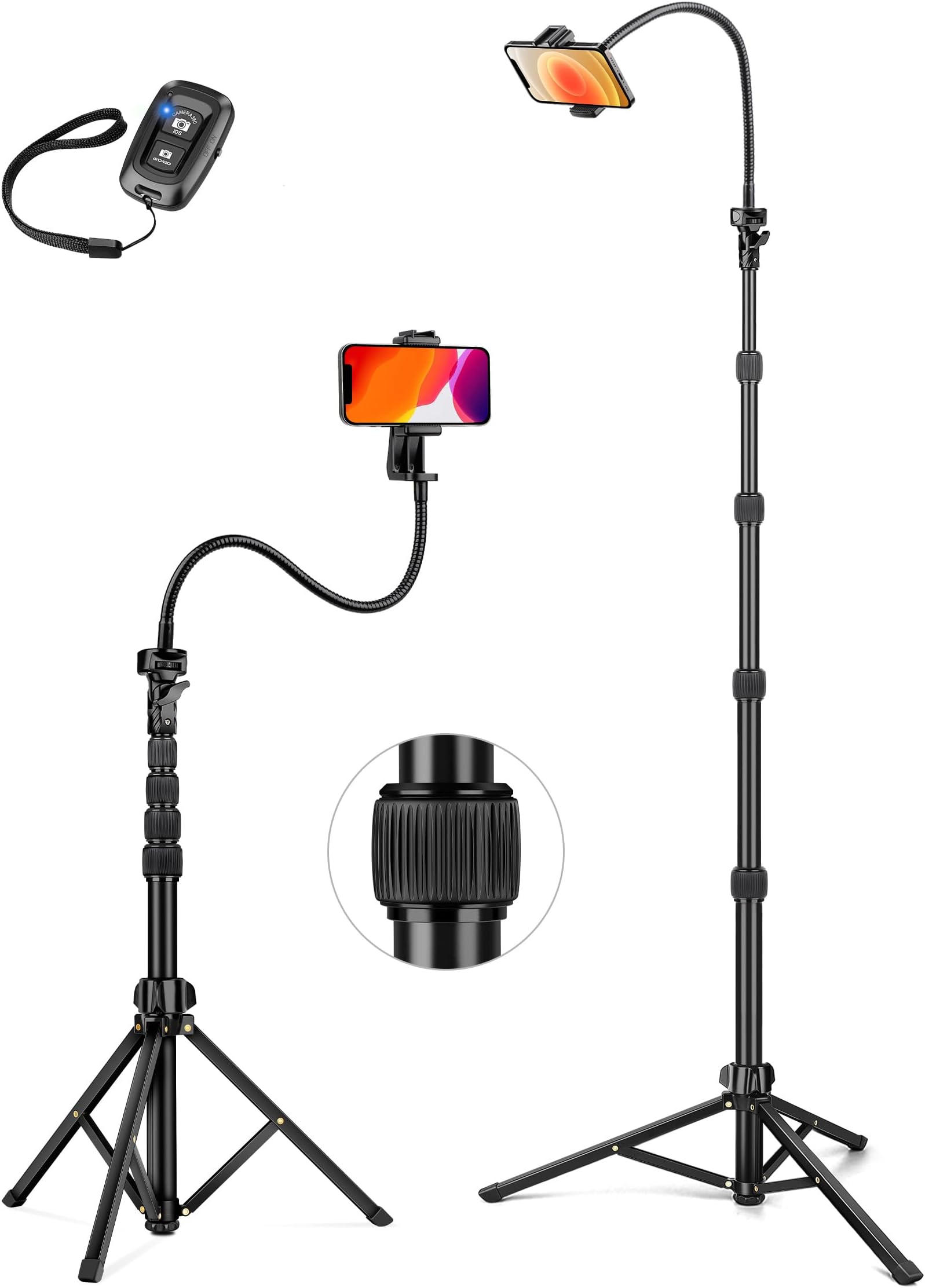 Amazon.com: VICTIV 85" Tall Cell Phone Tripod Stand with Gooseneck and ...