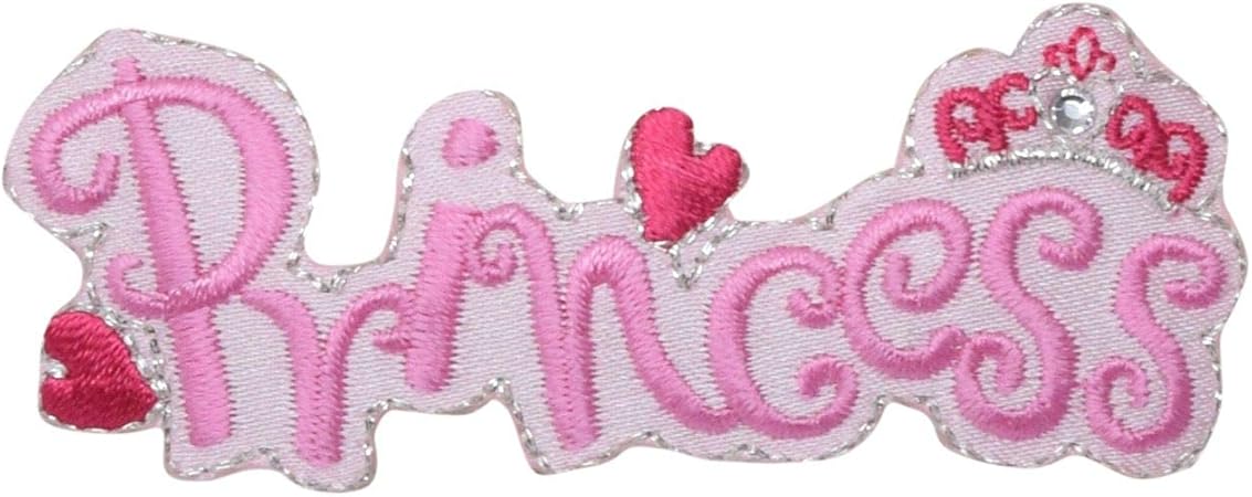 Amazon.com: Pink Princess with Hearts and Crown Embroidered Iron on Patch