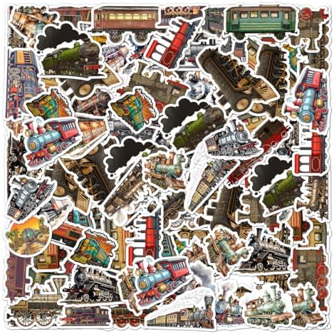 Amazon.com: 50 Pack Pcs Vintage Train Stickers for Water Bottles ...