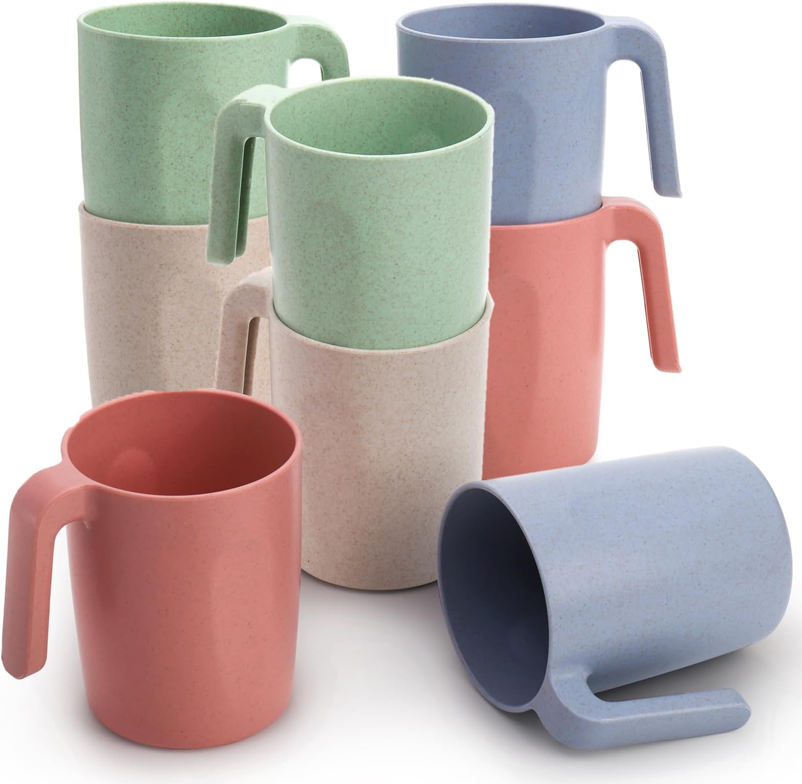 Amazon.com: Dandat 16 Pcs Wheat Straw Cup with Handle Colorful Wheat ...