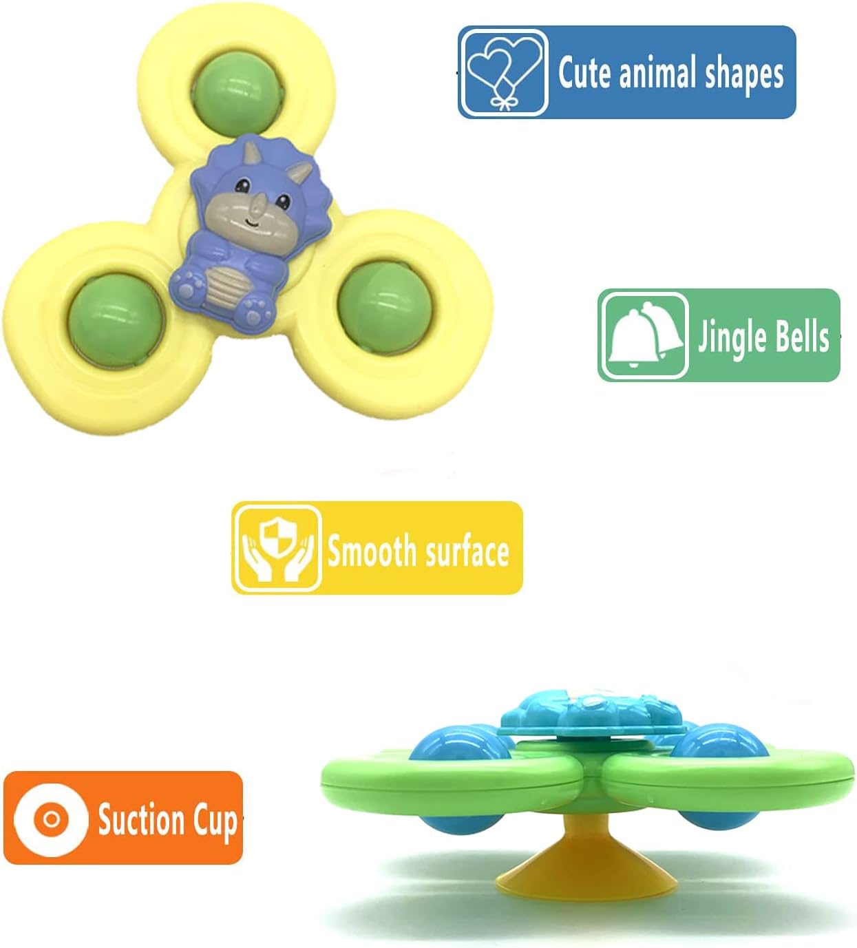 Suction Cup Spinning Top Toys For Toddlers, Cute Animals For Bath Tub ...