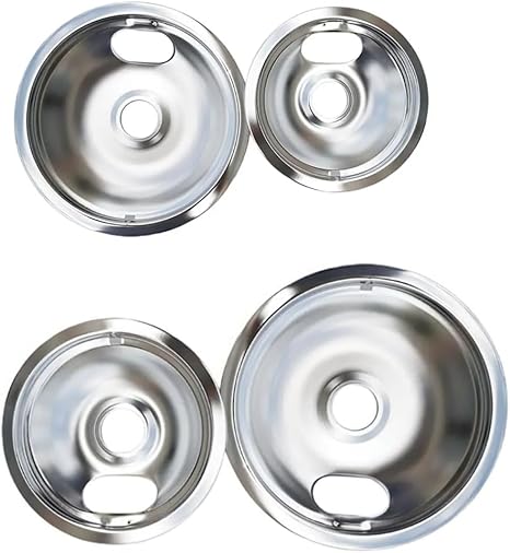 4Pcs Chrome Drip Pans ( 2 x 6 in & 2 x 8 in ) Compatible with ...