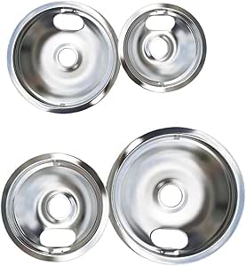 4Pcs Chrome Drip Pans (2 x 6 in & 2 x 8 in) Compatible with Frigidaire ...