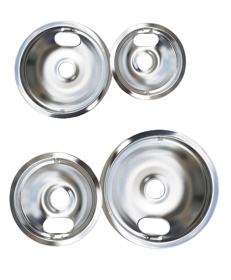 4Pcs Chrome Drip Pans (2 x 6 in & 2 x 8 in) Compatible with Frigidaire ...