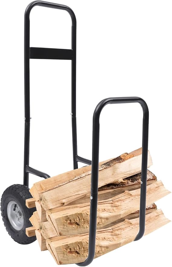 Amazon.com: CNCEST Firewood Log Cart Carrier, Heavy Duty Steel Firewood ...