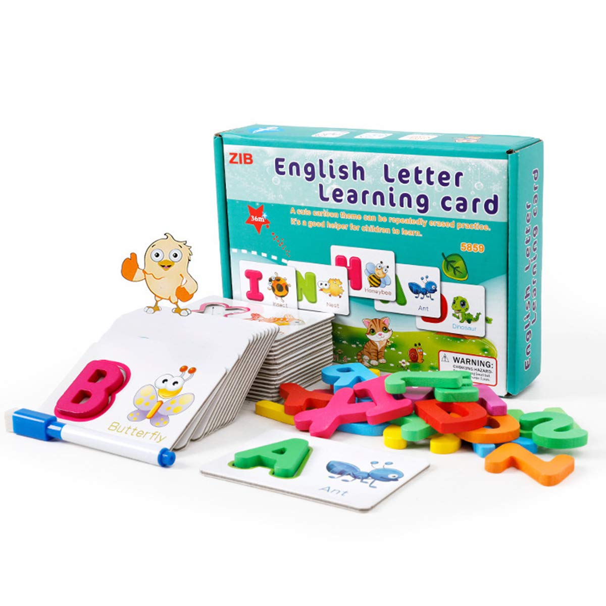 Buy ZIB Alphabet Learning Cards for Boys & Girls, Wooden English Letter ...