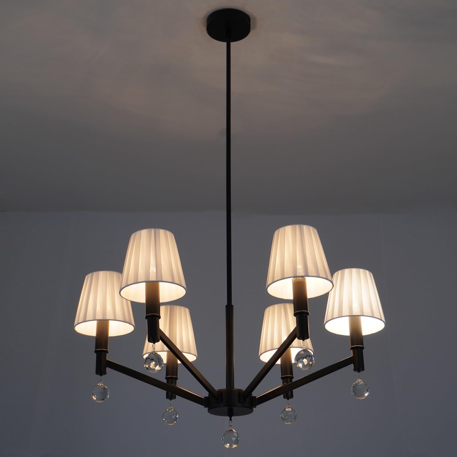TANIN 6-Light Black Farmhouse Chandelier with Shades, Dining Chandelier ...