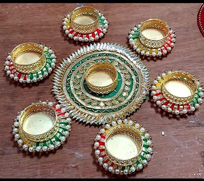Buy Artificial Rangoli Mats for Diwali Decoration with Tea Light diyas ...