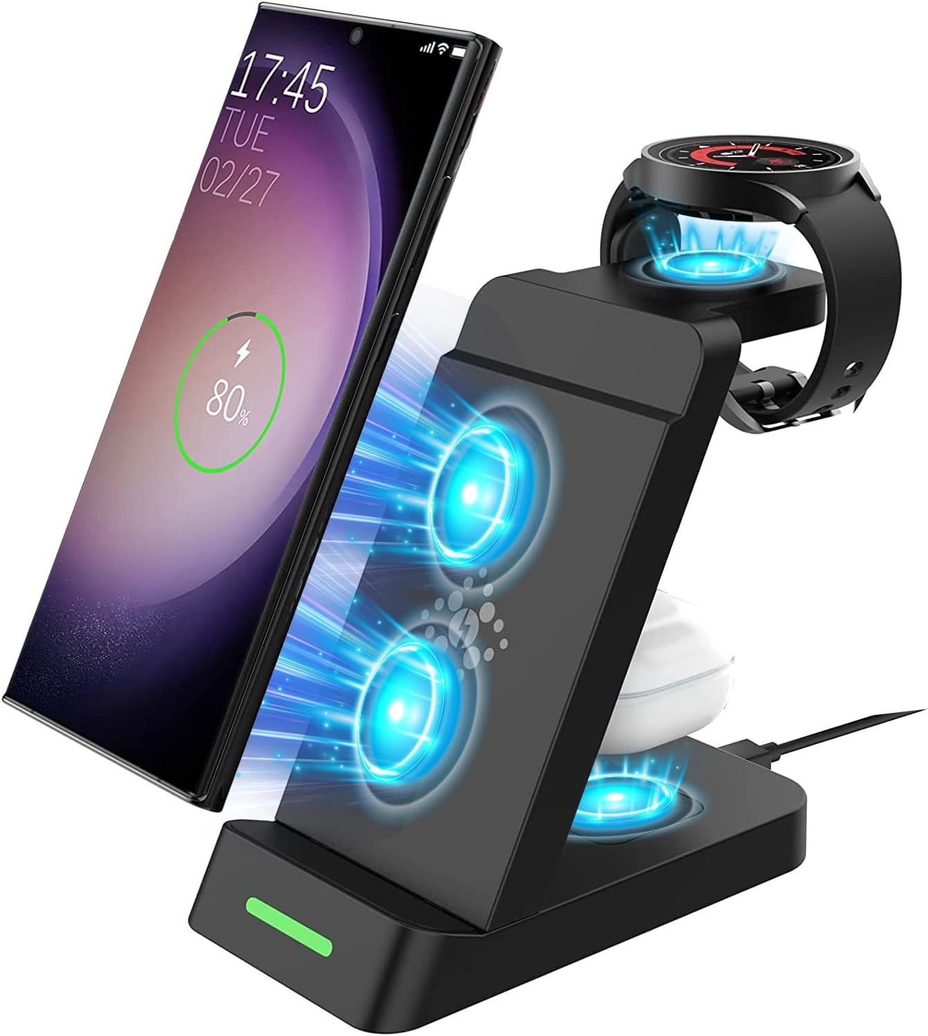 Station de Charge, Chargeur sans Fil 3 en 1 Magnétique Compatible avec ...