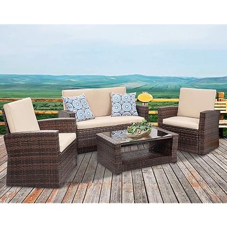 Amazon.com: FDW Patio Furniture Set 3 Piece Patio Chair Bistro Set ...