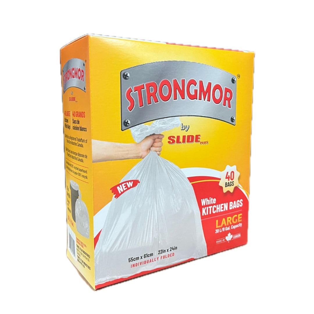 Strongmor Garbage Bags - 40 Clear Kitchen and Bathroom Trash Bags | 30L ...